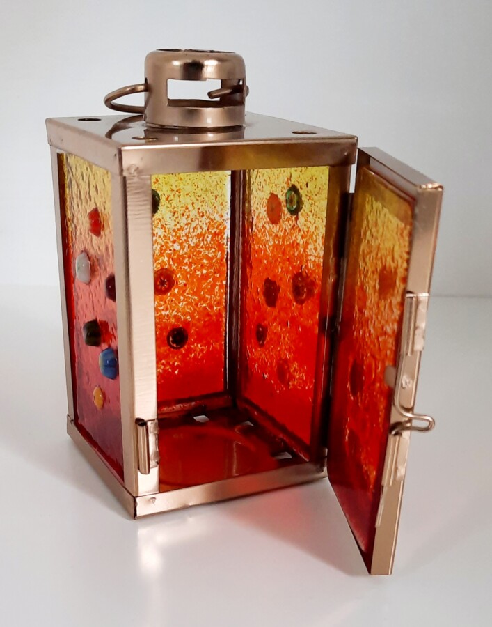 Mini lantern in sunset colours | King's Forge Glass