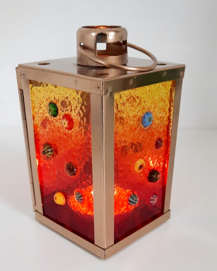 Mini lantern in sunset colours | King's Forge Glass
